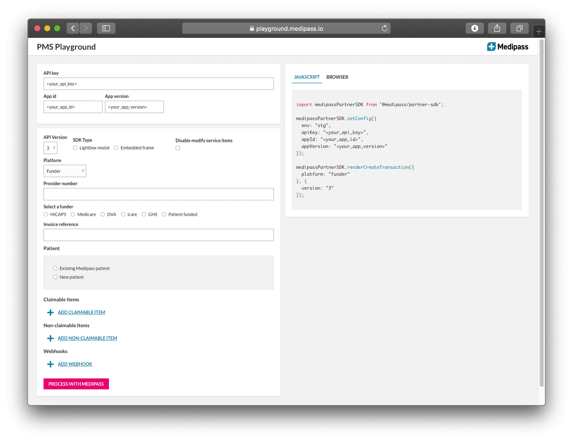Submit transaction details
